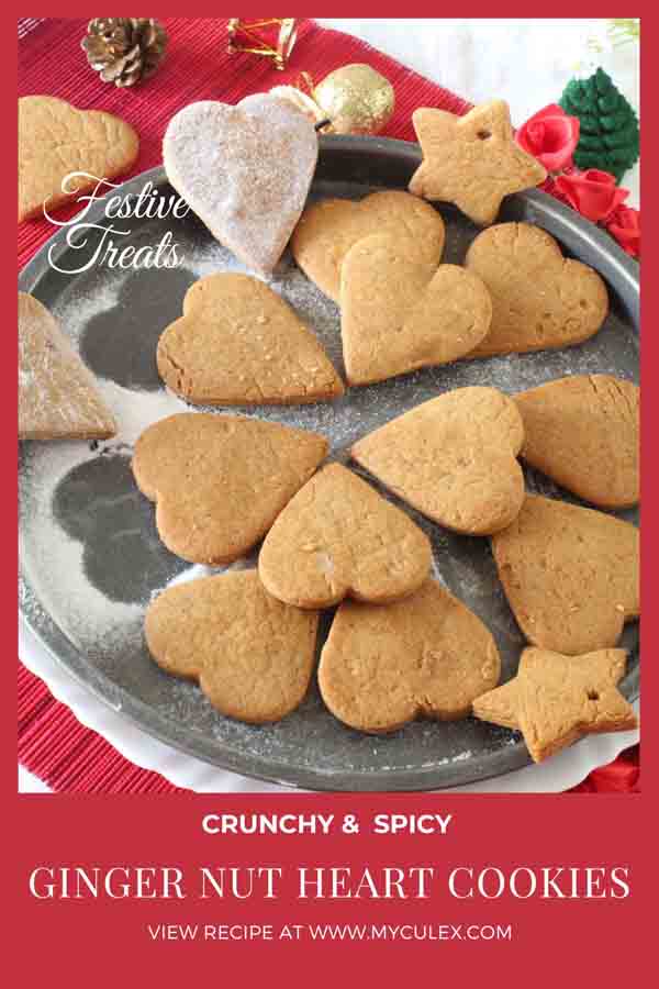 Ginger nut Heart Cookies | Ginger Snap Hearts Recipe • My Culinary ...